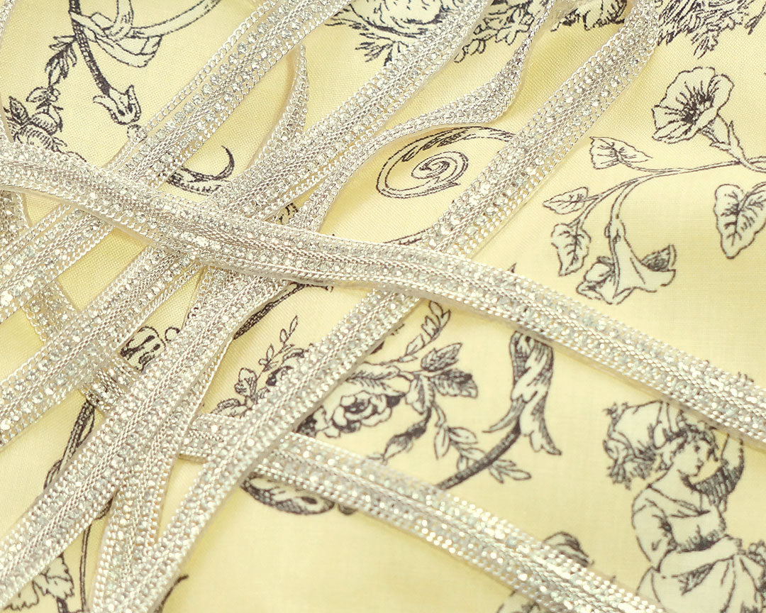 3/8" Hot Flax Rhinestone and silver metallic (1 yd) – Chantal Trim Gallery